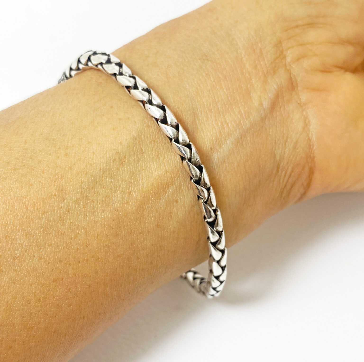 Sup Silver Twist Square Bracelet Braided 925 Sterling Silver, Handmade ...