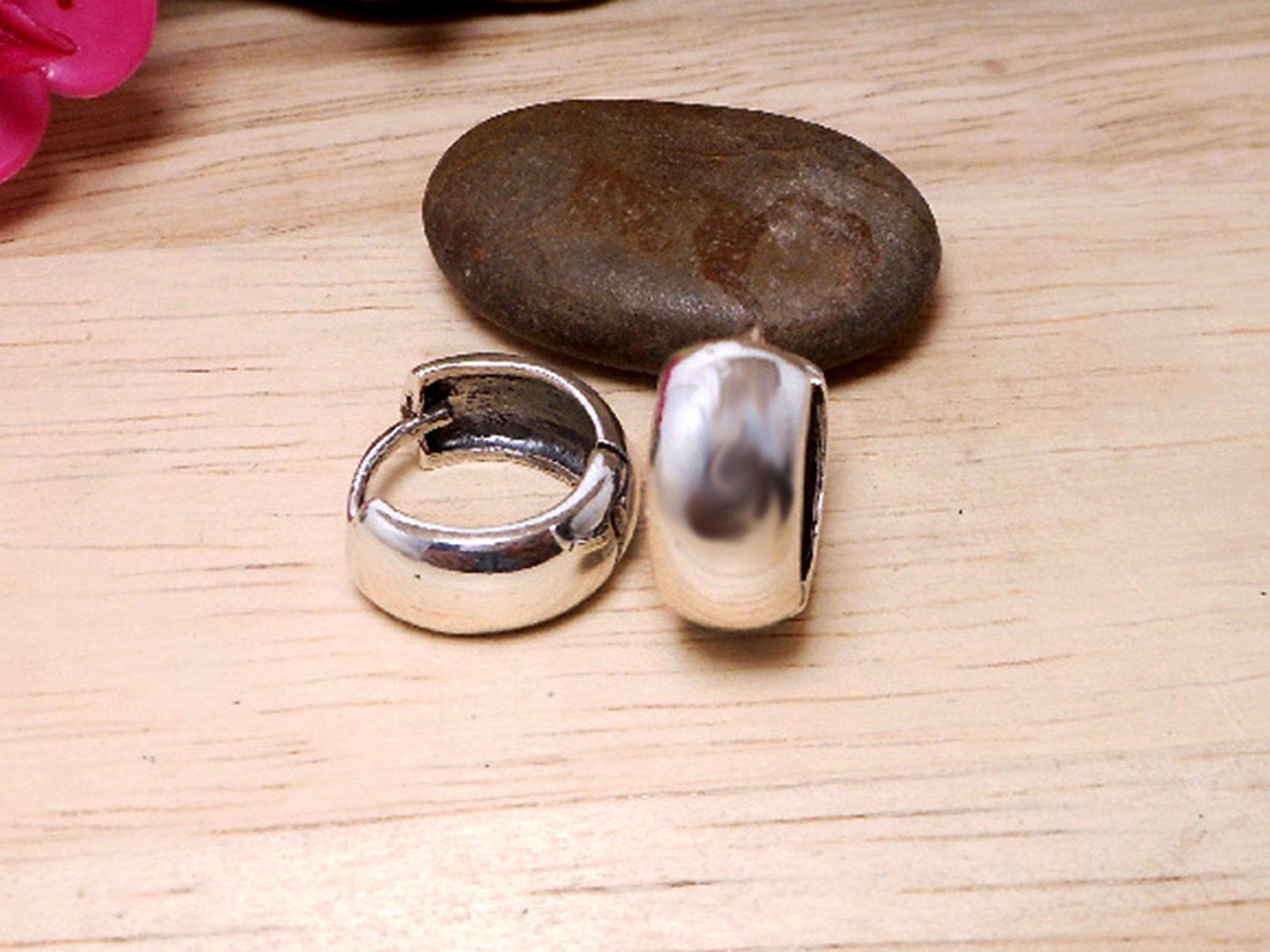 Round Dome Hug Earrings, Silver Hoop Earrings | Sup Silver – Sup Silver