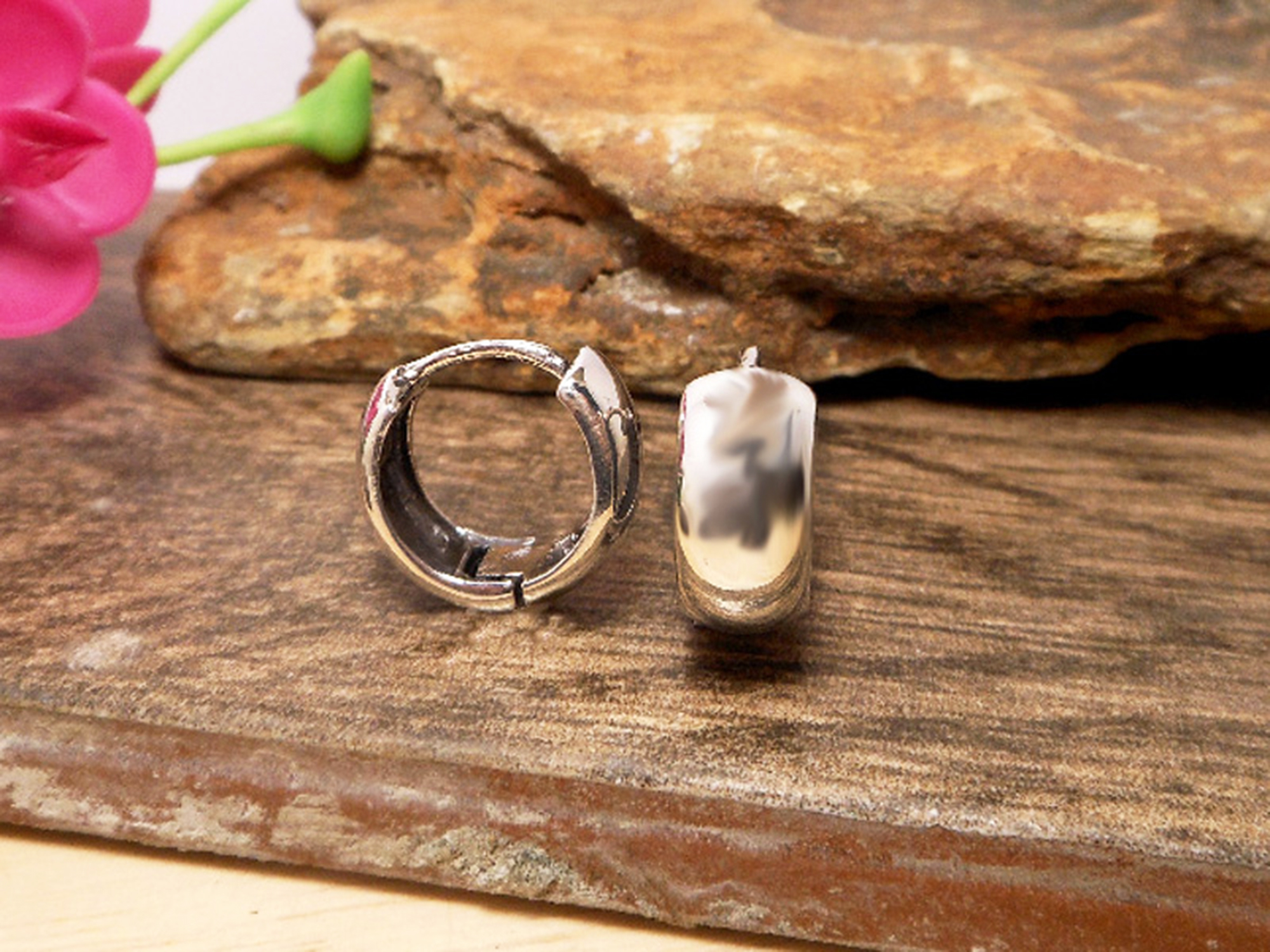 Round Dome Hug Earrings, Silver Hoop Earrings | Sup Silver – Sup Silver