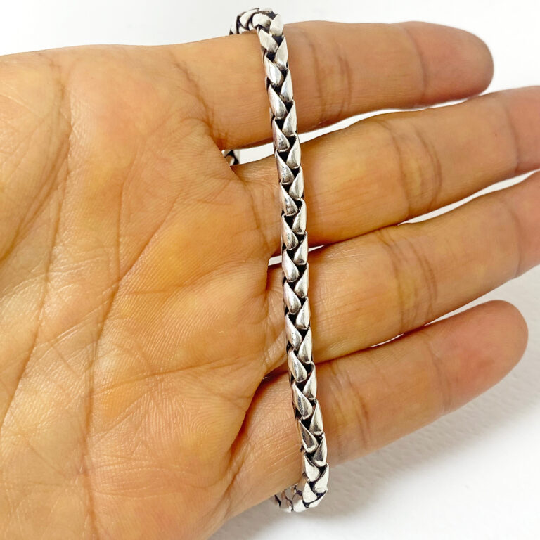 Sup Silver Twist Square Bracelet Braided 925 Sterling Silver, Handmade ...