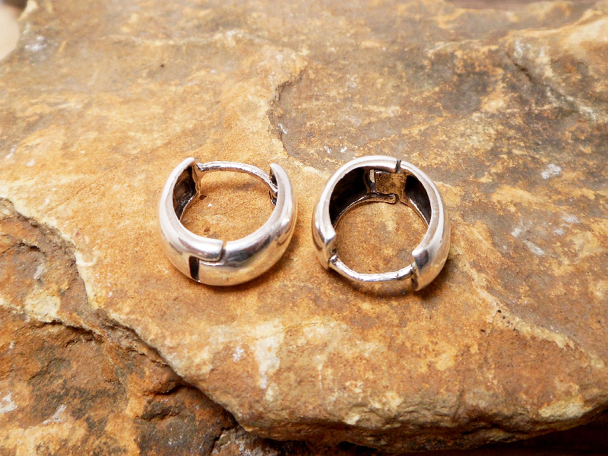 Round Dome Hug Earrings, Silver Hoop Earrings | Sup Silver – Sup Silver