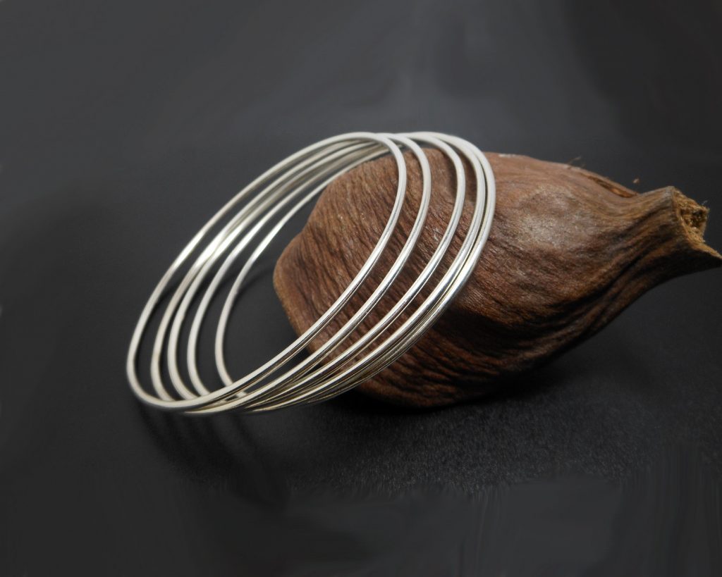 Sup Silver Set of 5 Solid Round Bangles 925 Sterling Silver, Handmade ...