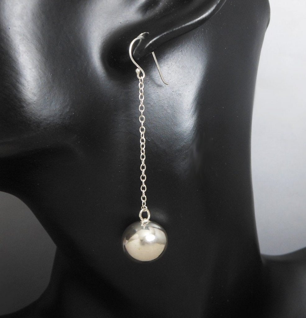 Sup Silver Drop Ball Dangle Earrings 925 Sterling Silver, Handmade ...