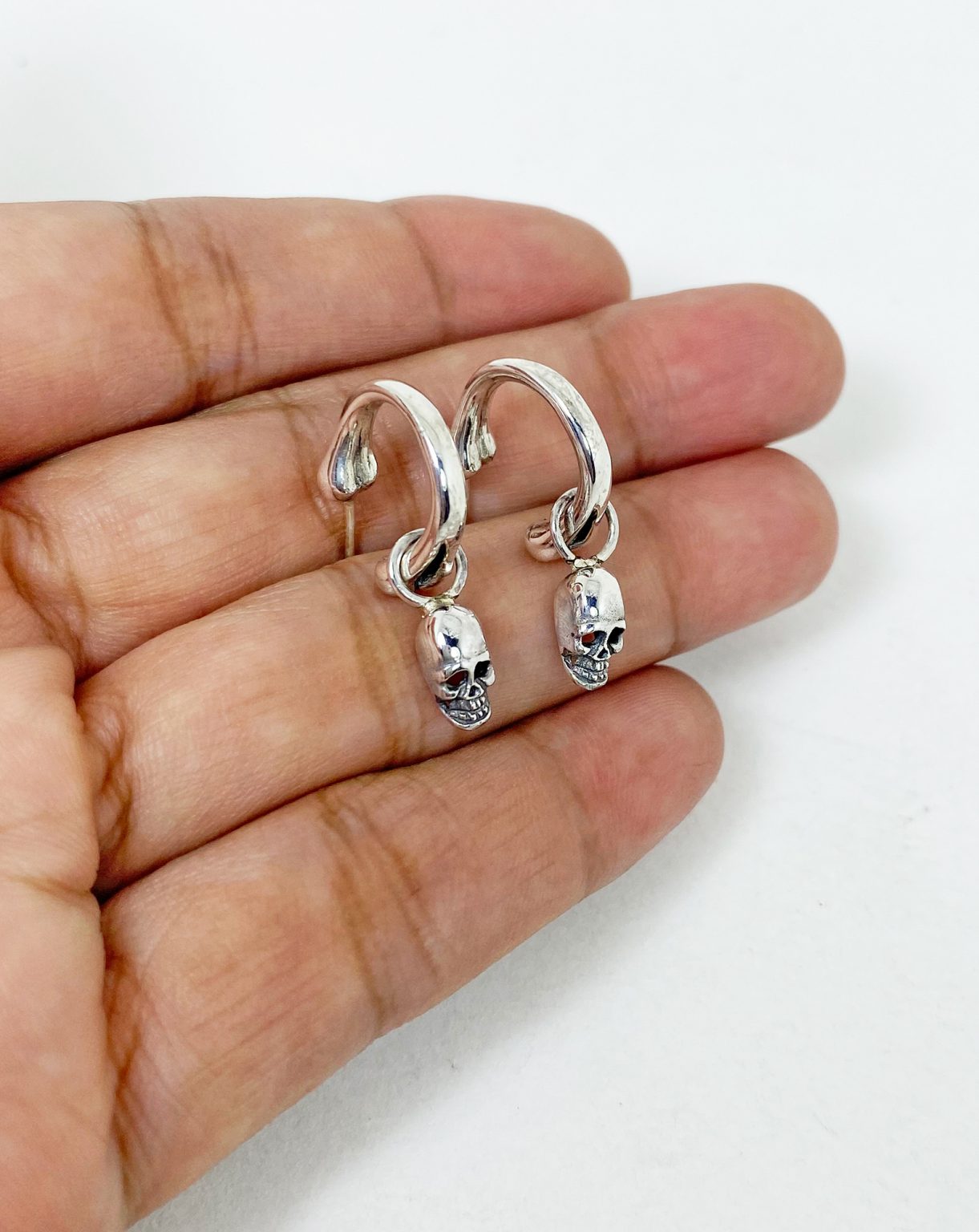 Skull End Bone Hoop Earrings, Halloween Jewelry | Sup Silver – Sup Silver