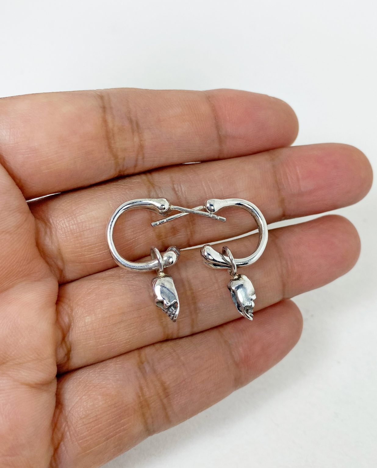 Skull End Bone Hoop Earrings, Halloween Jewelry | Sup Silver – Sup Silver