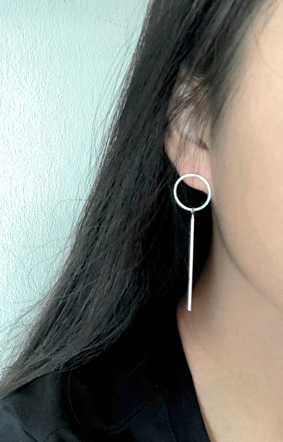 Sup Silver Drop Bar Stud Earrings, Teen Girls Earrings, Geometric ...
