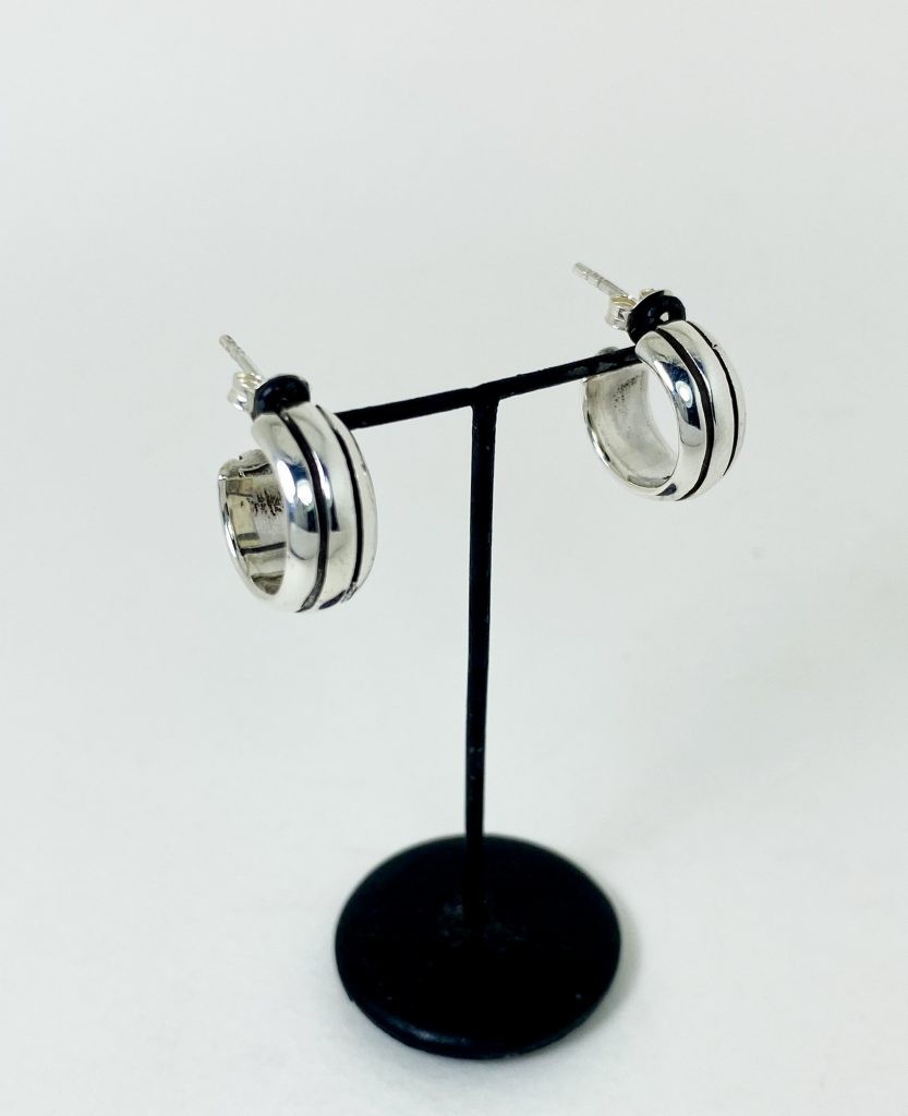 Sup Silver Double Line Open Hoop Stud Earrings 925 Sterling Silver ...