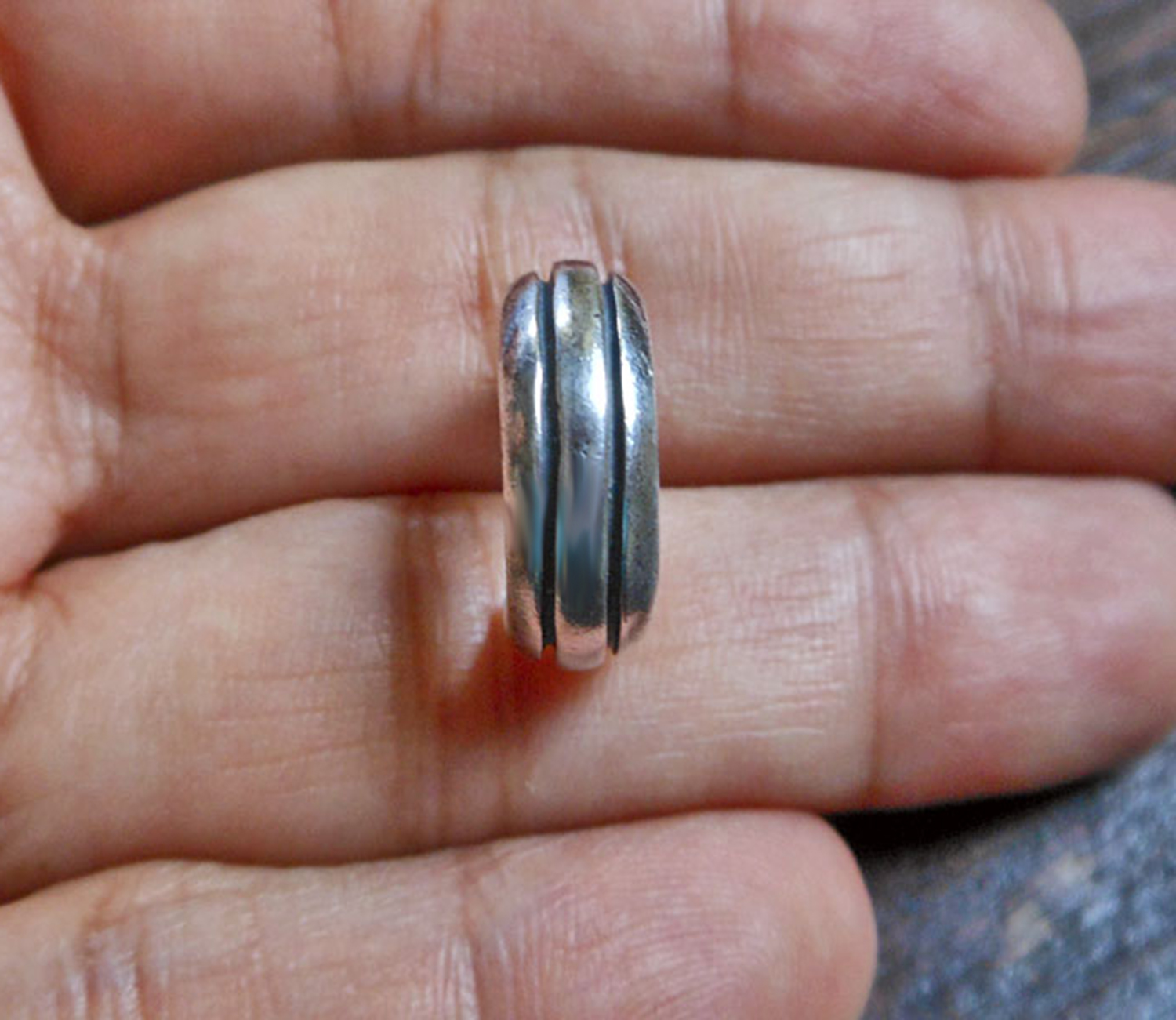 Double Black Line Hoop Stud Earrings,15mm | Sup Silver – Sup Silver