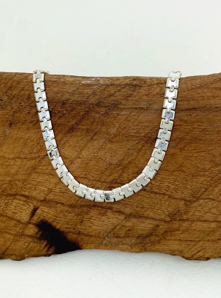 925 Jigsaw Chain Bracelet, Silver Flat Chain | Sup Silver – Sup Silver