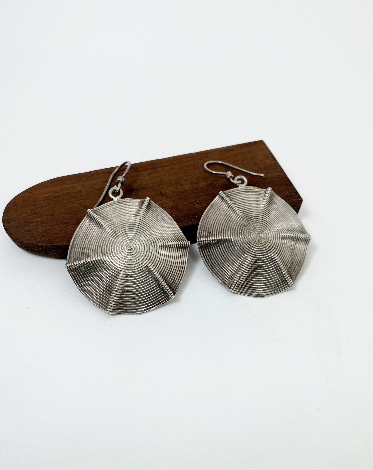 Sup Silver Spiral Textured Radius Drop Earrings 925 Sterling Silver ...