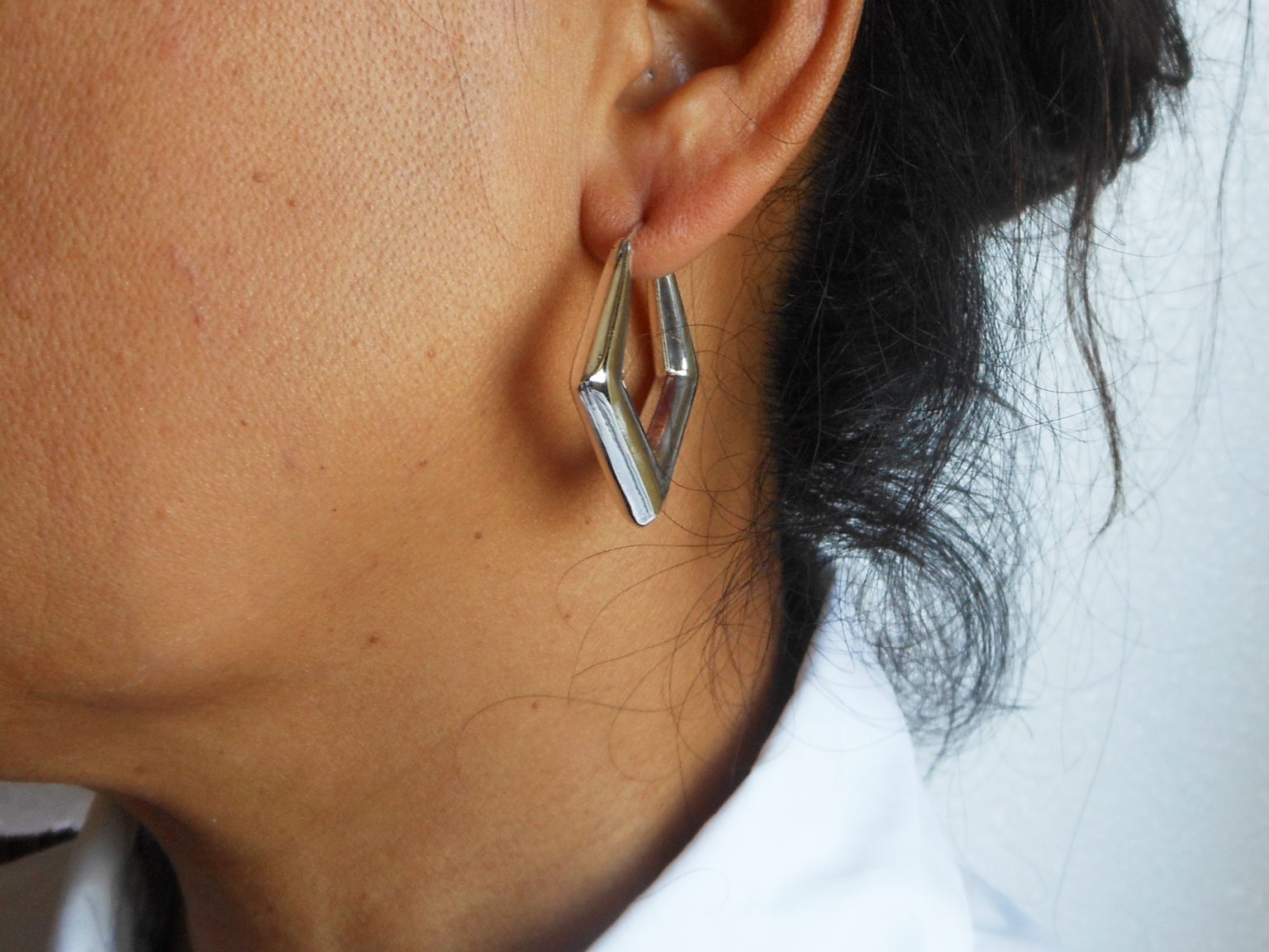 Rhombus Hoop Earrings, Silver Geometric Earrings | Sup Silver – Sup Silver