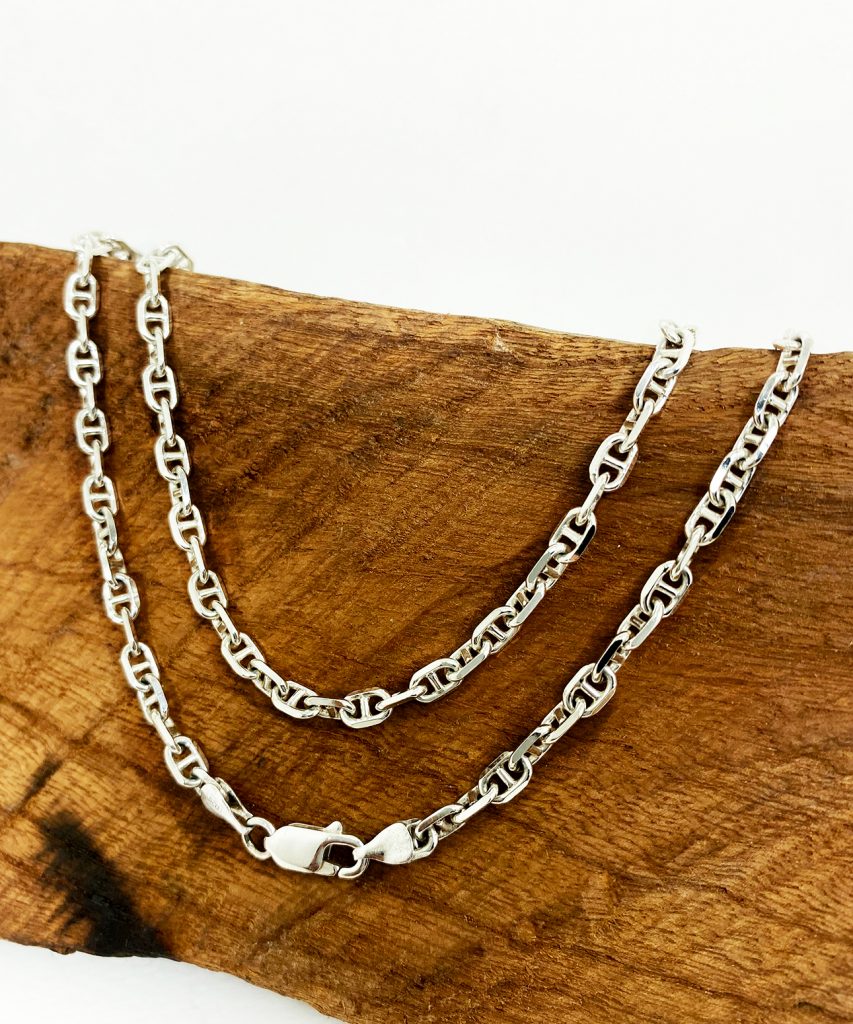 Sup Silver Figure 8 Chain Necklace, Silver Mariner Anchor Link Chain ...