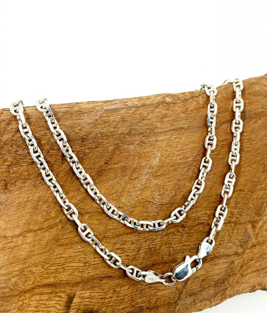 Sup Silver Figure 8 Chain Necklace, Silver Mariner Anchor Link Chain ...