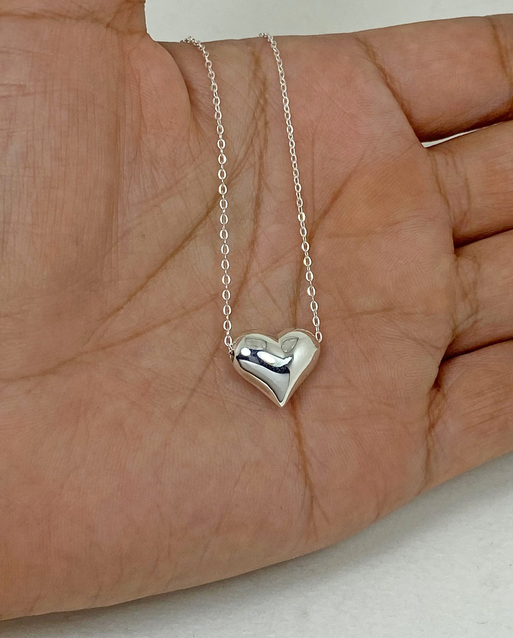 Sup Silver Heart Chain Necklace 925 Sterlingh Silver, Handmade ...