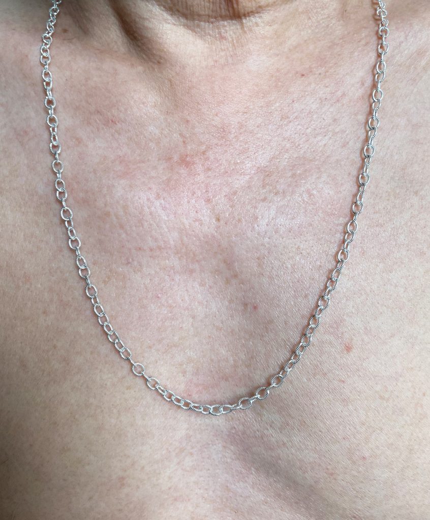 Sup Silver Textured Cut Round Link Chain Necklace 925 Sterling Silver ...