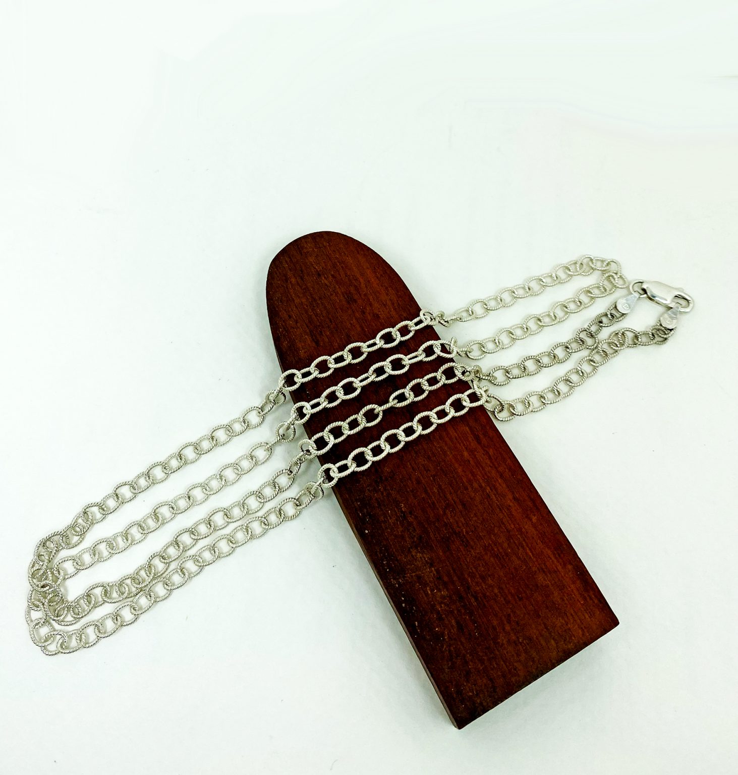 Sup Silver Textured Cut Round Link Chain Necklace 925 Sterling Silver ...