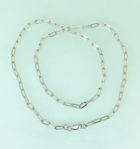 Sup Silver Rectangle Link Necklace 4.6x9mm, Sterling Silver Drawn Cable ...