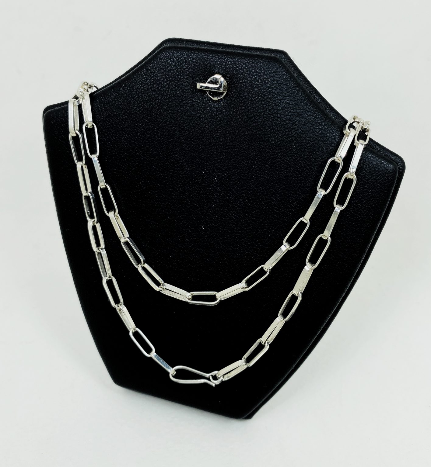 Sup Silver Elongated Rectangle Box Necklace, 925 Sterling Silver ...